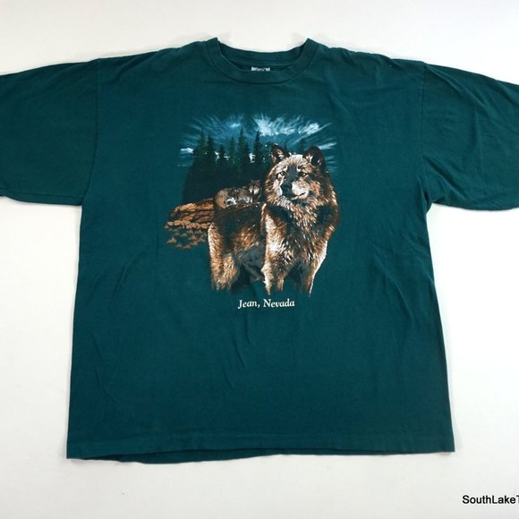 Vintage | Shirts | Vtg 9s Usa Tshirt Jean Nevada Wolves Wolf Nature Graphic Logo Tshirt Xxl ...